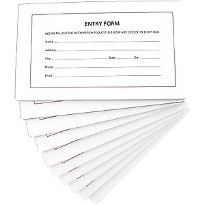 1000 Entry Forms - 10 Pads with 100 Sheets Per Pad - Entry Cards for Contests, Raffles, Ballots, Drawings, 6.2 x 3.7 Inches