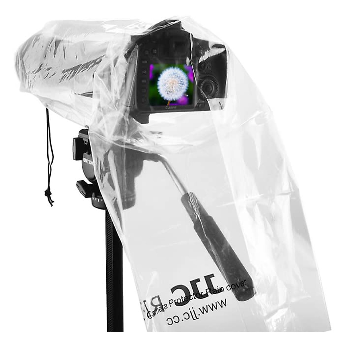DSLR Camera Rain Cover JJC Rain Coat Sleeve Protector for Canon Nikon Fujifilm Sony Olympus Panasonic Pentax Sigma with a Lens up to 18" PE Material Clear See-Through(2 Pack)
