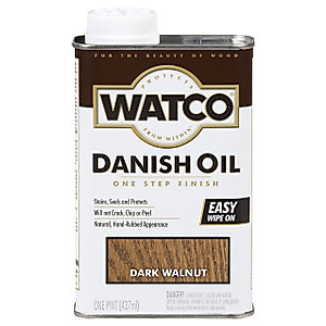 Watco 242221 Danish Oil Wood Finish, Low VOC, Pint, Dark Walnut