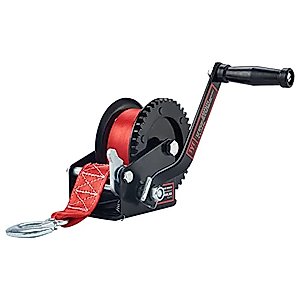 TYT 1500LB Boat Trailer Strap Winch with 8M Red Strap, Sturdy Long-Lasting Gear Hand Crank Winch, Operated Two Way Ratchet Manual Winches for Towing Pulley Boat Trailer Truck RV Jet Ski Marine Winch
