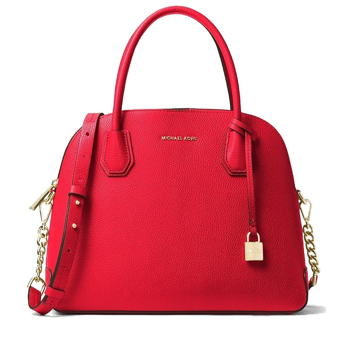 Michael Kors Studio Mercer Large Leather Dome Satchel in Dark Sangria