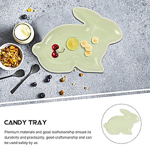 ABOOFAN Easter Bunny Shaped Plate Ceramic Rabbit Dishes Candy Appetizer Dessert Platter Salad Plate Serving Tray for Spring Easter Mothers Day Gift Kitchenware Lovers