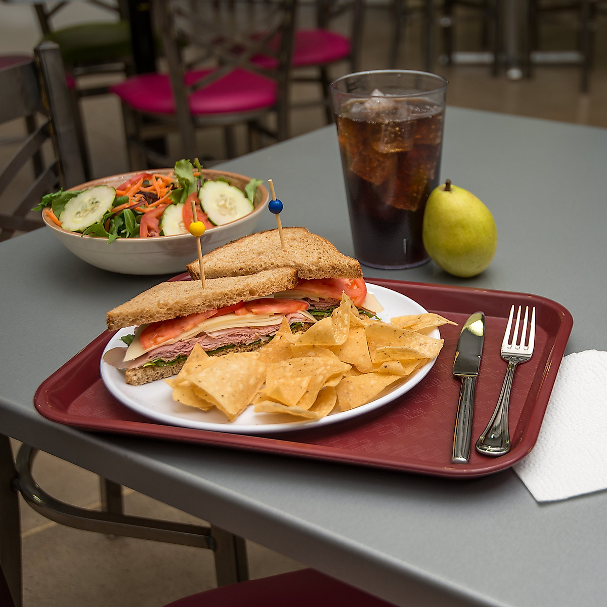 CFS CT101461 Cafe Standard Plastic Cafeteria/Fast Food Tray, NSF Certified, BPA Free, 14" Length x 10" Width, Burgundy (Pack of 24)