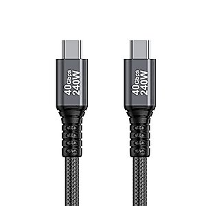 SlimQ 𝐒𝐥𝐢𝐦𝐐 240W Charging USB C to USB C Cable, for Type C Laptop, Hub, Docking, USB 4 Cable 3.3ft, Supports 8K HD Display, 40 Gbps Data Transfer, and More