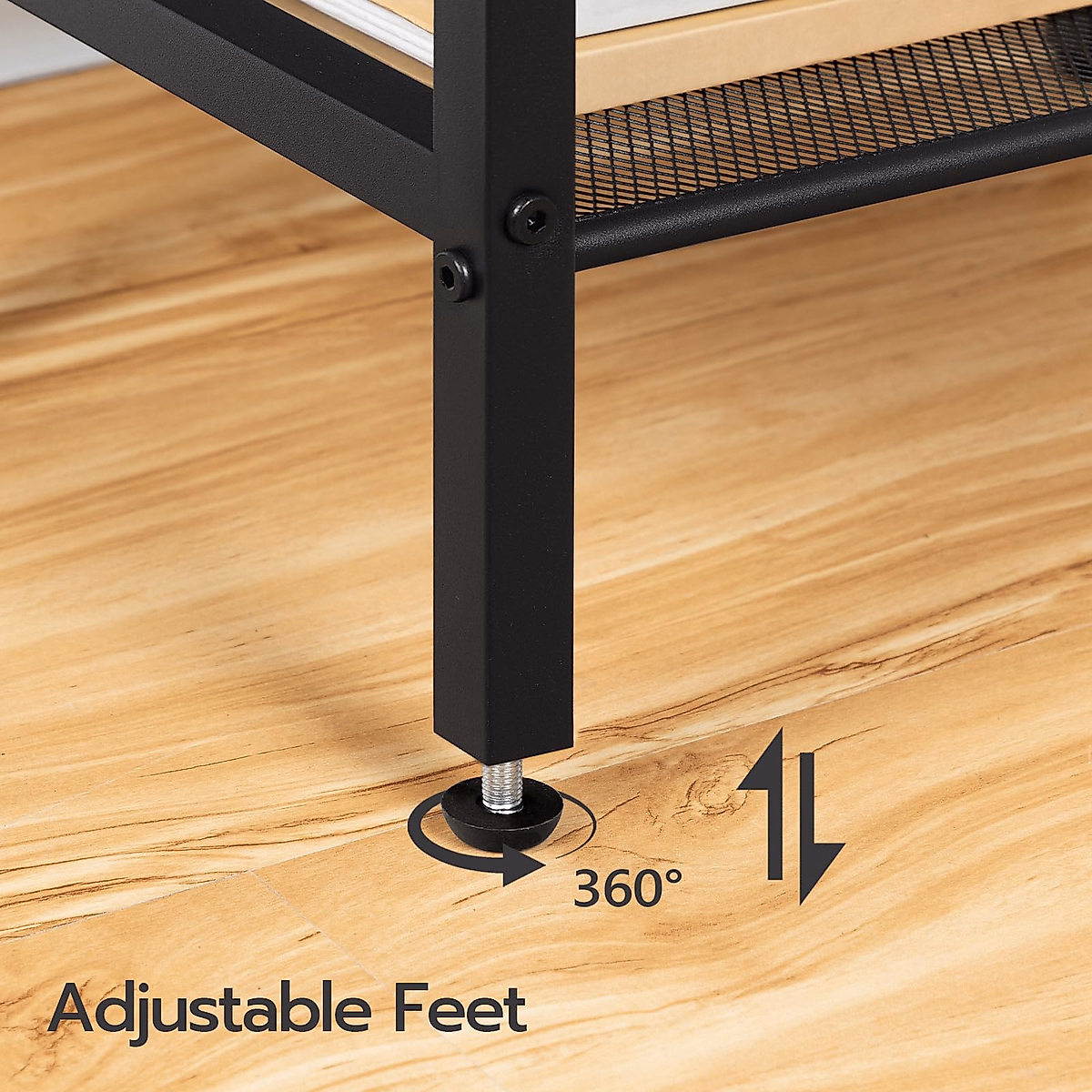 HOOBRO Tall Side Table, Industrial End Telephone Table with Adjustable Mesh Shelves, Small Entryway Table, 28.9" H Small Table for Hallway, Living Room, Office, Black BB03DH01