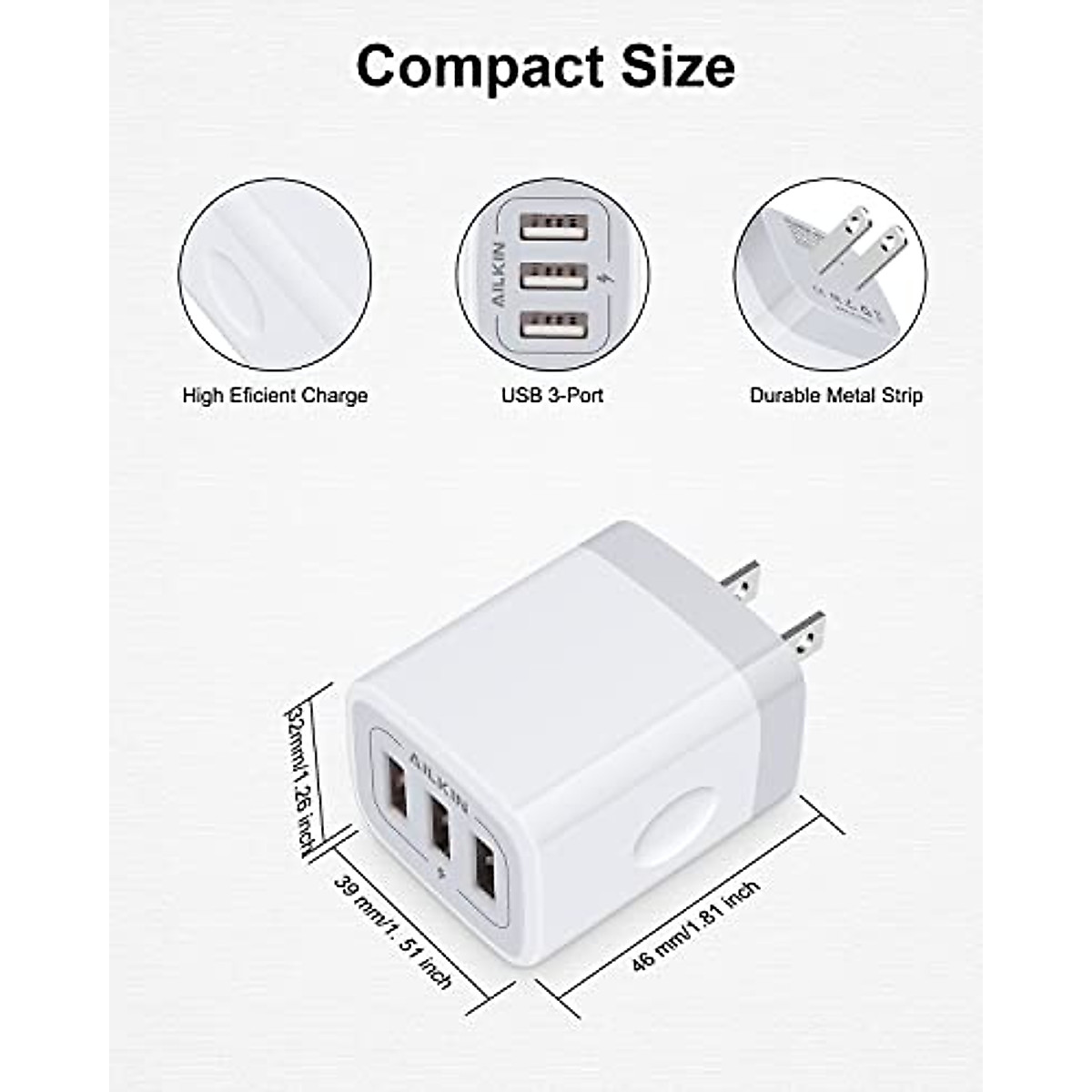 Wall Charger, USB Charger Adapter, 3.1A/3Pack Muti Port Fast Charging Station Power Charge Base Block Plug for iPhone 14 13 12 Pro/SE/11Pro Max/X/8/7 Plus, Samsung S21/S10/S9/S8, Kindle Fire USB Plug