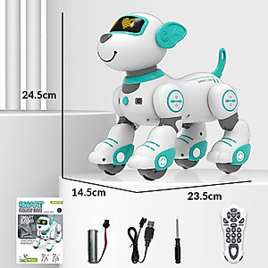 STEMTRON Programmable Remote Control Robot Cat Robot Dog for Kids, Interactive Robotic Dog Robotic Cat, Robo Dog Robo Cat, RC Robot with Touch Sensing, LED Eyes, Dance & Music