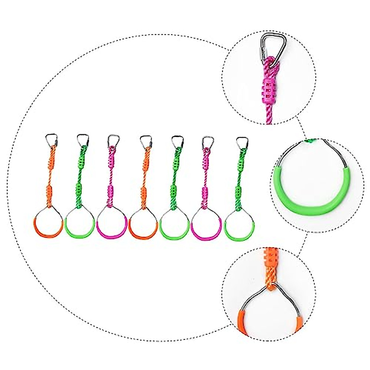 7pcs Rings Indoor Swing for Kids Outdoorswing Kids Outdoor Swing Monkey Bar Ring Kids Swing Ring Exercise Pull up Rings Pull Handles Muscle Exercise Rings Exercise Handle Grip Grip