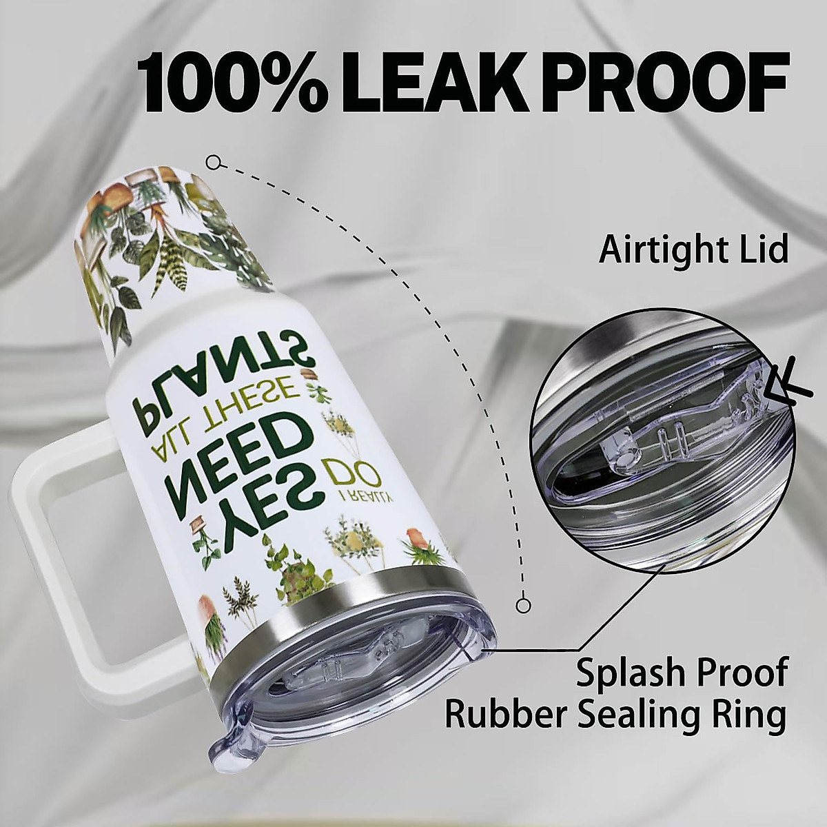 ZNYYZYBA Plant Lover Gifts, Gardening Gifts for Women, Plant Tumbler - Gifts for Plant Lovers, 40 oz Tumbler with Handle and Straw, Reusable Stainless Steel Plant Mug, Plant Lover Gifts for Women