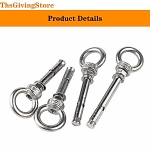 5PCS Eyebolt Bolt, M6x70 Concrete Eye Expansion Bolt, 304 Stainless Steel Heavy Duty Anchor FastenerRing Screw Eyes for Ceiling Concrete Masonry
