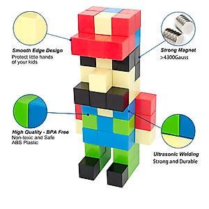 Teentumn Magnet Blocks 77 Pieces Set for Toddler Boys Girls, Preschool Educational Construction Kit, Sensory Montessori Toys Kids BlocksMagnetic Cube Building Toys