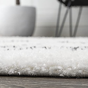 JONATHAN Y MOH410A-5 Cami Moroccan Style Diamond Shag Indoor Area-Rug Bohemian Contemporary Geometric Easy-Cleaning Bedroom Kitchen Living Room Non Shedding, 5 X 8, White/Black