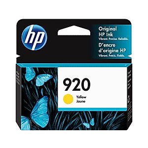 HP 920 | Ink Cartridge | Yellow | Works with HP OfficeJet 6000, 6500, 7000, 7500 | CH636AN