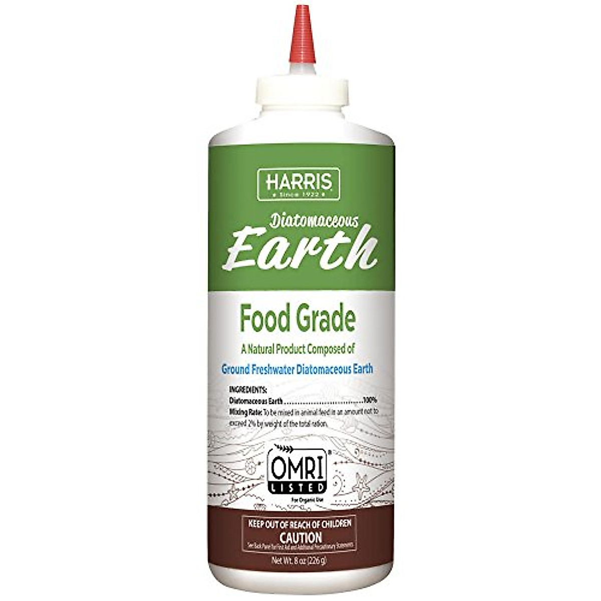 HARRIS Diatomaceous Earth Food Grade, Half Pound with Easy Application Puffer Tip