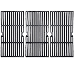 GasSaf Grill Grates Replace for Charbroil 463420508, 463420509, 463420511 463436213 463436214 463440109, Master Chef, Thermos, Backyard and Others Grills, 16 7/8" Cast Iron Grill Grates(Set of 3)