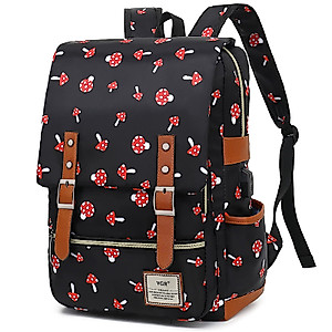 YGR Floral Laptop Backpack for Women, Female, College, Travel, Business, Outdoor Sports, Office, Work (Mushroom)
