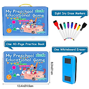 Preschool Learning Activities Educational Workbook, Handwriting Practice Book for Kids, Christmas Birthday Presents for 3 4 5 Year Old Boys Girl Toys for Kids, Montessori Busy Book Tracing Book Toys