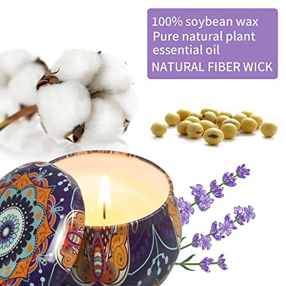 Scented Candles Gift Set for Women: 4 Pack of Rose Lavender Sage Orange Aromatherapy Candles for Home Scented Soy Wax Jar Candle Sets 4.4 oz 32 Hour Burn Time Use for Bath Yoga Christmas Birthday