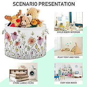 xigua Cotton Rope Basket Colorful Wildflowers Baby Laundry Basket Blanket Kids Toy Storage Basket