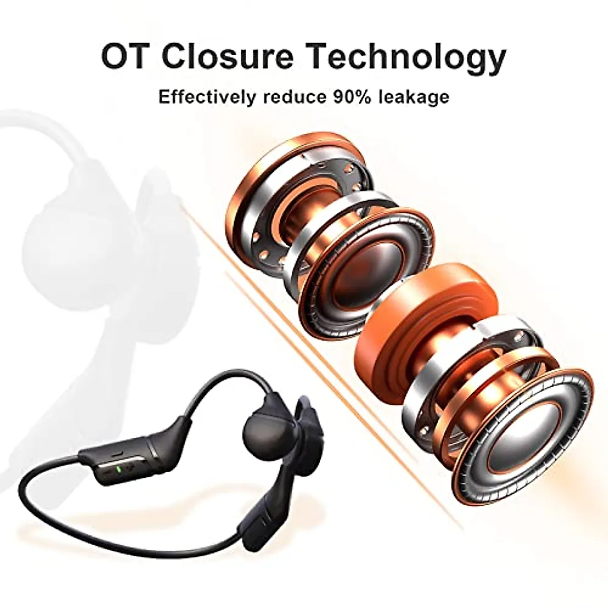 Loluka Wireless Open Ear Bone Conduction Headphones with Microphone Podcast Induction Bluetooth Earphones Sweatproof Sports Headset Lightweight Waterproof for Running Driving Hiking Bicycling Black