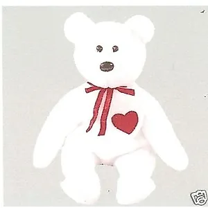VALENTINO the BEAUTIFUL WHITE VALENTINE'S BEAR TY BEANIE BABY ret ,#G14E6GE4R-GE 4-TEW6W291611