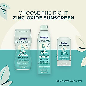 Coppertone Pure and Simple Kids Sunscreen Lotion, Zinc Oxide Mineral Sunscreen for Kids, Tear Free, Broad Spectrum SPF 50 Sunscreen, 6 Fl Oz Bottle