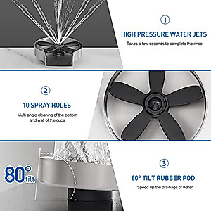 WOJIUBUXIN Glass Rinser for Kitchen Sink Brushed Nickel Cup Cleaner for Bar Sink Baby Bottle Washer Stainless Steel Kitchen Sink Accessories