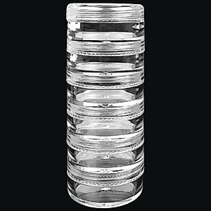 Beauticom 6 Pack(36 Pieces) 5G/5ML Stackable Round Transparent Plastic Jars for Herbs, Spices, Tea Leaves, Cooking Oils