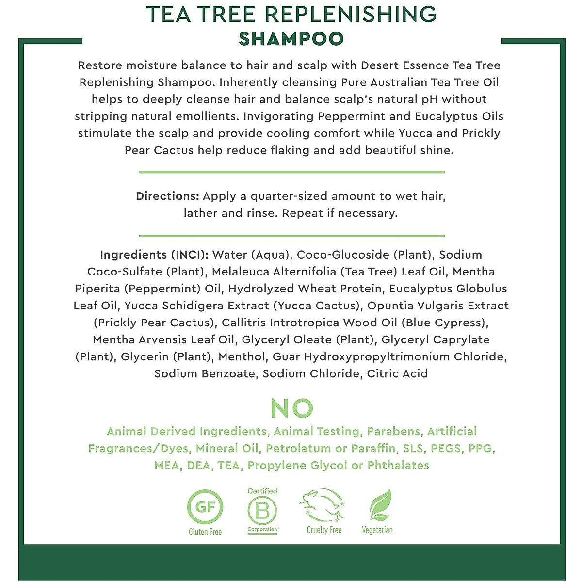 Desert Essence Tea Tree Daily Replenishing Shampoo, 12 Ounce - 6 per case.