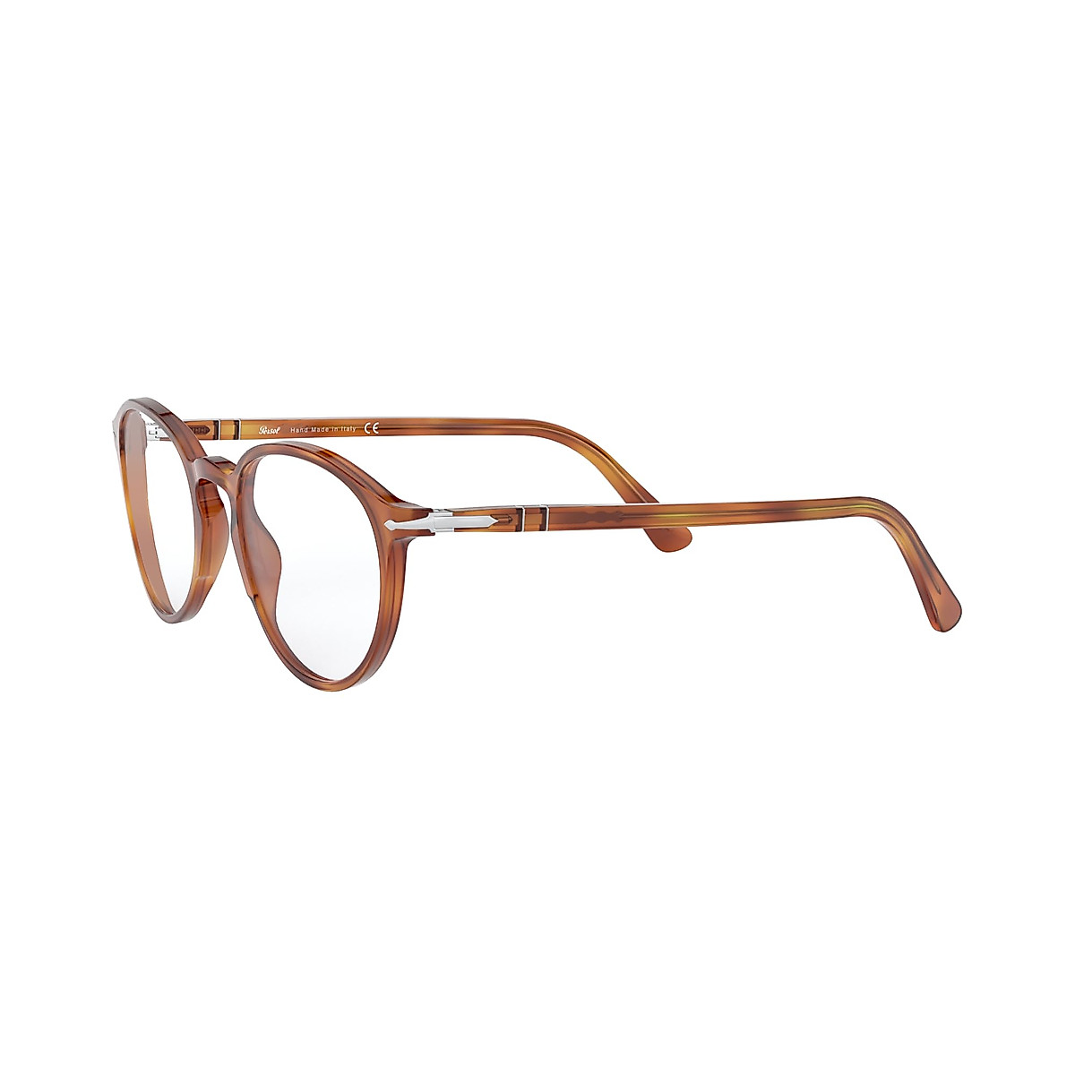 Persol PO3218V Round Prescription Eyewear Frames, Terra Di Siena/Demo Lens, 51 mm
