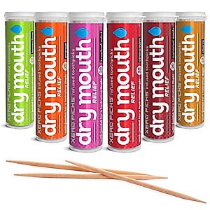 Xero Picks Dry Mouth - Infused Flavored Toothpicks for Long Lasting Fresh Breath & Dry Mouth Prevention (Variety 6 Pack)