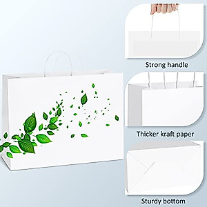 UCGOU 16x6x12 Gift Bags White Paper Bags with Handles 25Pcs Large Shopping Bags for Small Business Party Favor Bags Bulk Craft Bags Retail Bags Grocery Bags