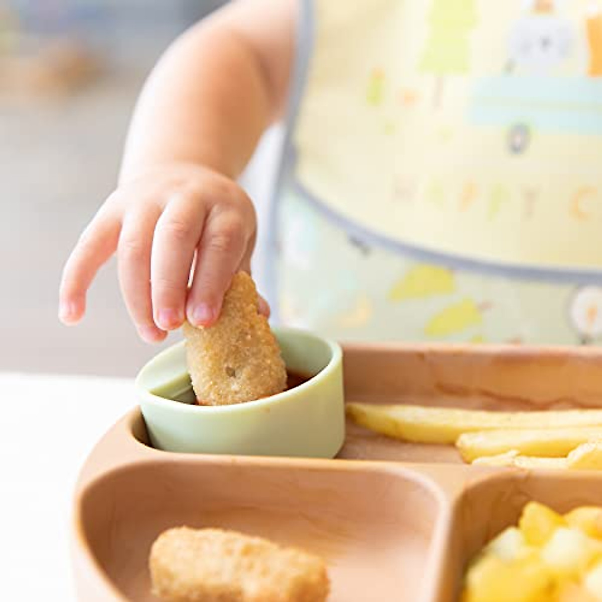 Bumkins Baby Silicone Little Dippers for Baby Bowls, Sauce Dish, Attaches to Dishes and Plates, Holds Dip and Sauce, Baby Led Weaning for Babies 6 Months (3-Pack)