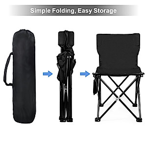 ReeMoo Camping Chair, Portable Folding Chair with Side Pocket and Storage Bag, Easy Folding and Storage, Folding Chair Suitable for Fishing, Travel, Beach, Picnic, Lawn Outdoor