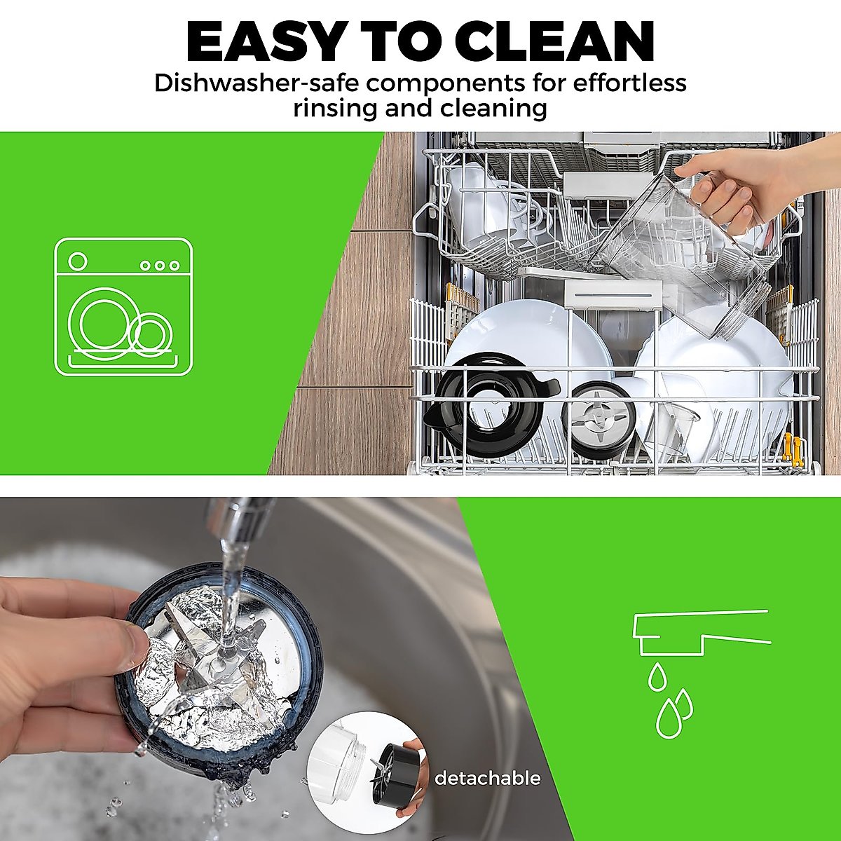 Powerful Blender for shakes and smoothies, 1000ML Large Blender for Home and Kitchen, 400W Smoothie Maker with 4blade, Easy to clean, BPA Free