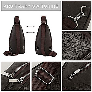 BBD Men's Leather PU Sling bag Chest bag One shoulder bag Crossbody Bag Backpack for men, Brown