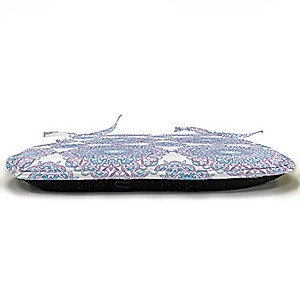 Ambesonne Mandala Chair Seating Cushion, Yoga Cultural Ornaments in Pastel Colors Entangled Lines Flowers, Anti-Slip Seat Padding for Kitchen & Patio, 16"x16", Lilac Blue White