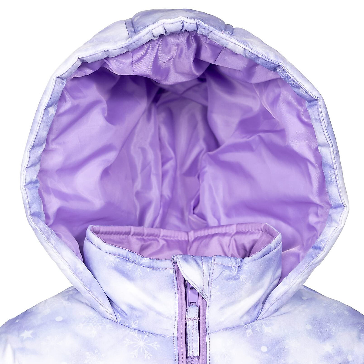 Disney Frozen Princess Anna Elsa Little Girls Zip Up Puffer Jacket Purple 6