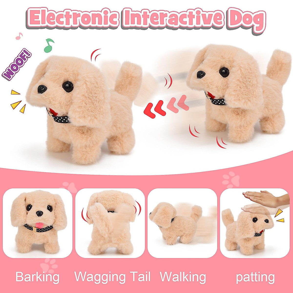 G.C 13Pcs Dog Toys for Kids Girls, Walking Barking Electronic Interactive Stuffed Dog Plush with Carrier & Accessories Toys Pretend Play Puppy Pet Care Playset, Gifts for Little Girls 3 4 5 6 Year Old