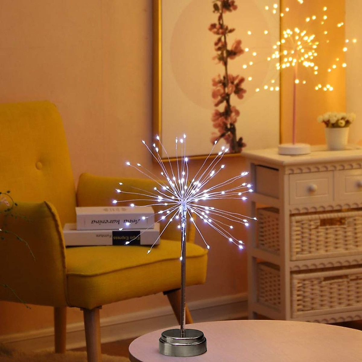 Romantic Valentine's Day Plastic Material Fireworks Lights, LED Light Decor, High Brightness Warm White Energy Saving for Garden Corporate Parties Wedding Decoration Home Courtyard(White Light)