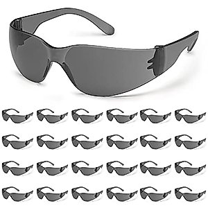 ATERET 12 Pairs Safety Glasses, Scratch and Impact Resistant, Polycarbonate ANSI Z87.1 Lens, Protective Eyewear for Lab, Industrial, Carpentry, Shooting (Grey)