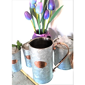 Galrose Galvanized Iron Insulated Ice Bucket – Rose Gold Lid, 2 Liter Stainless Steel Double Wall 5.5" x 6” Rustic Wine Chiller or Champagne Bucket. Unique 6th Iron Anniversary or Birthday Gift