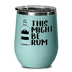 Pussuers Rum Wine Glass, Teal Wine Tumbler, Pussuers Rum Stainless Steel Insulated Lid Wine Glass Mug Cup Present Idea