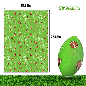 Hi Sasara 50 Sheets Large Football Tissue Paper Bulk,28 x 20 Inch,Brown Green Football Tissue Paper for Gift Bags,Brown and Green Football Tissue Paper for Football Party