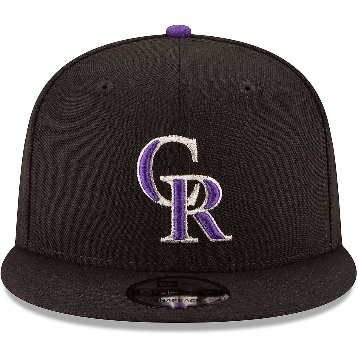 New Era Unisex-Adult MLB 9Fifty Team Color Primary Logo Adjustable Snapback Hat Cap One Size Fits All - Colorado Rockies Black
