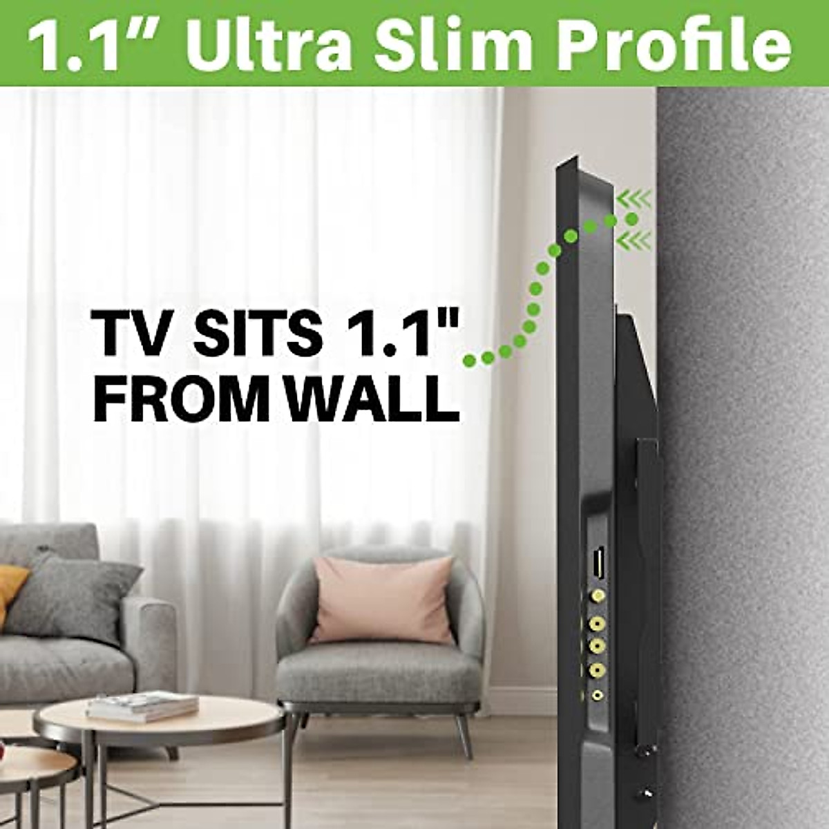 USX MOUNT Fixed TV Wall Mount, Low Profile TV Mount for Most 37-70 Inch Flat Screen TVs, Max VESA 600x400mm Wall Mount TV Bracket Holds up to 132 lbs, Fits 16"/18"/24" Wood Studs, Quick Release Lock