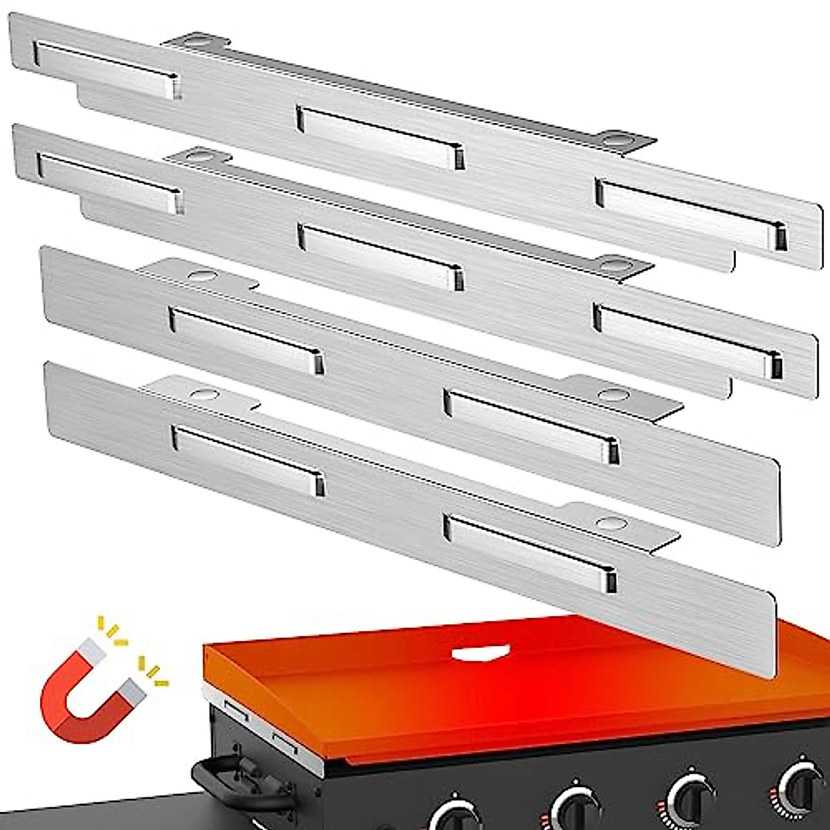 Grarg Wind Guards for Blackstone 28” Griddle,Blackstone Griddle Accessories Stainless Steel Magnetic Wind Screen for Outdoor Backyard BBQ Cooking Gas Saving(28 Inch)