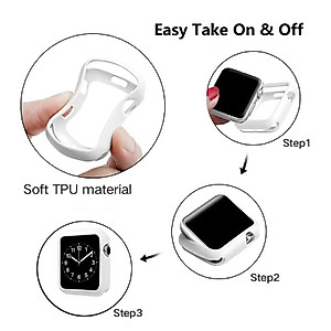 Hontao Ultra Thin Soft TPU Shockproof Bumper Case for iWatch Apple Watch Series 3/2/1 Black 38mm