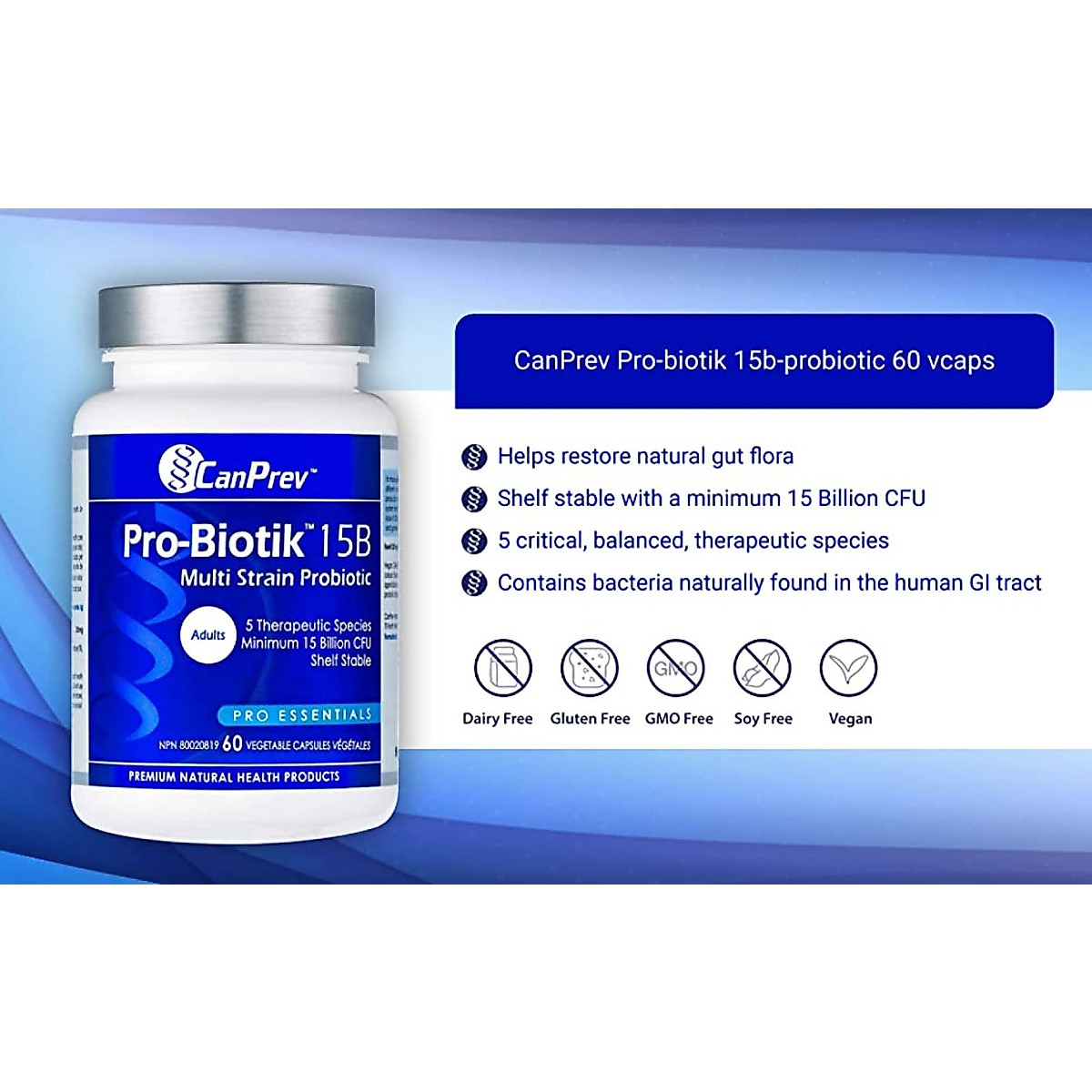 CanPrev 15B-Probiotic Vegi Capsules, 60 Count