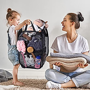 4 Pack Pop Up Laundry Hamper Mesh Clothes Baskets Collapsible Laundry Baskets with Side Pocket Folding Laundry Hamper Foldable Laundry Bag with Handles for Travel Kids Room College Dorm Storage